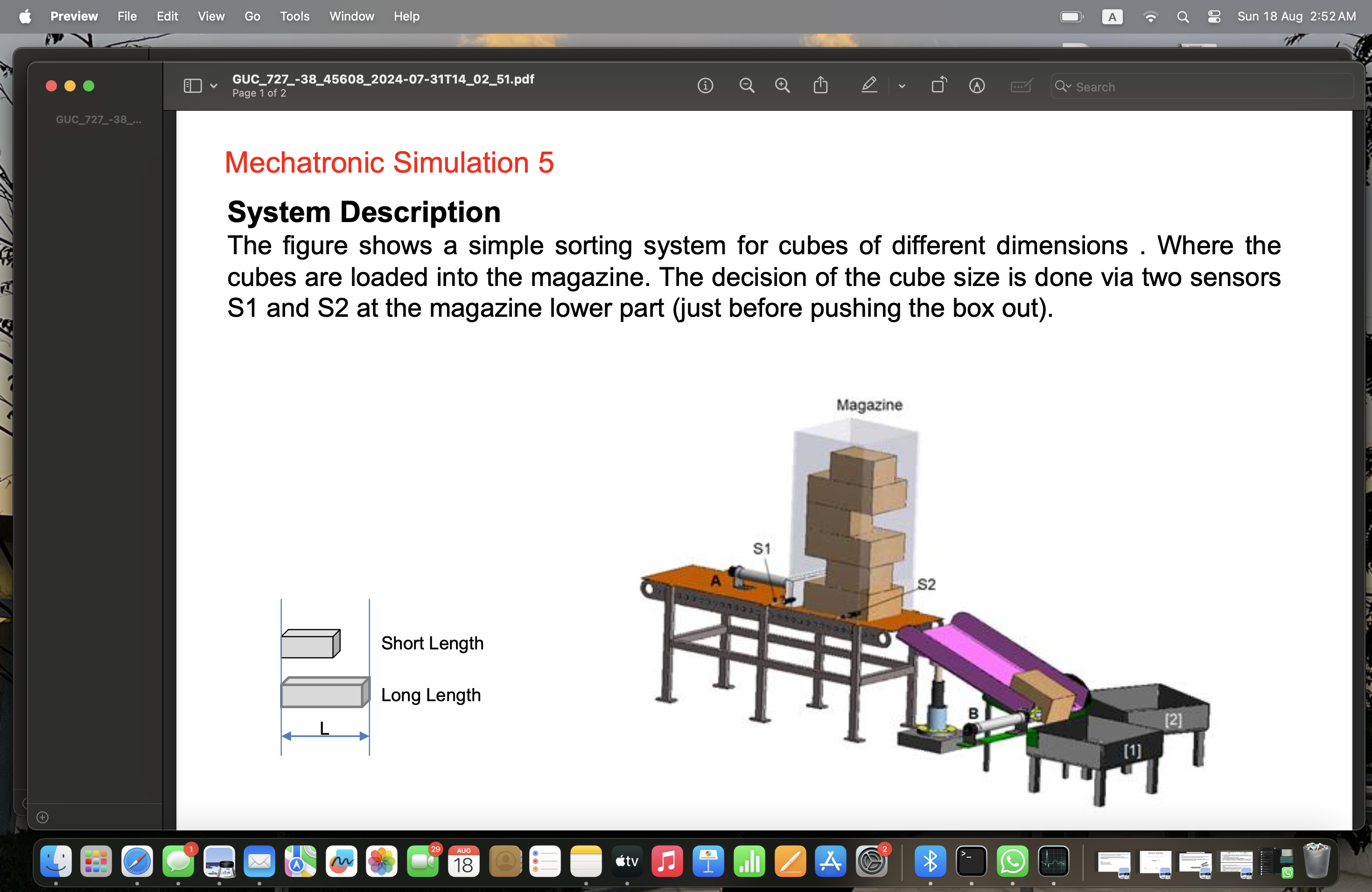 Solved System DescriptionThe figure shows a simple sorting | Chegg.com