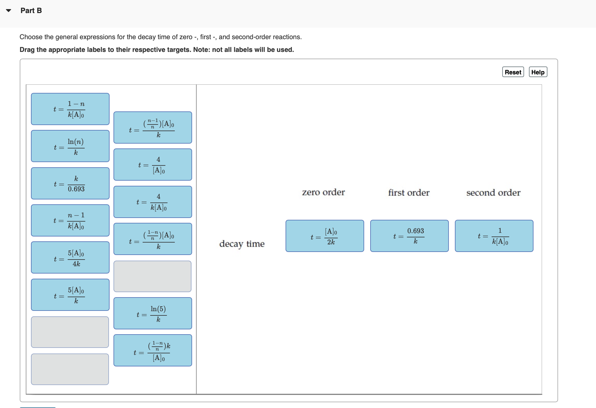Solved Part BChoose the general expressions for the decay | Chegg.com