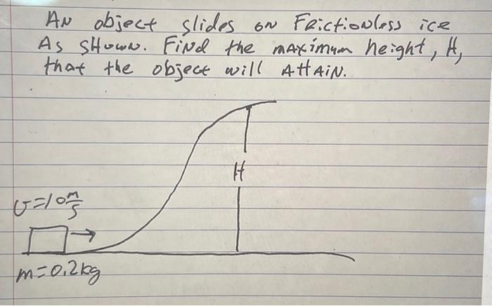 Solved An object slides on Frictionless ice As shown. Find | Chegg.com