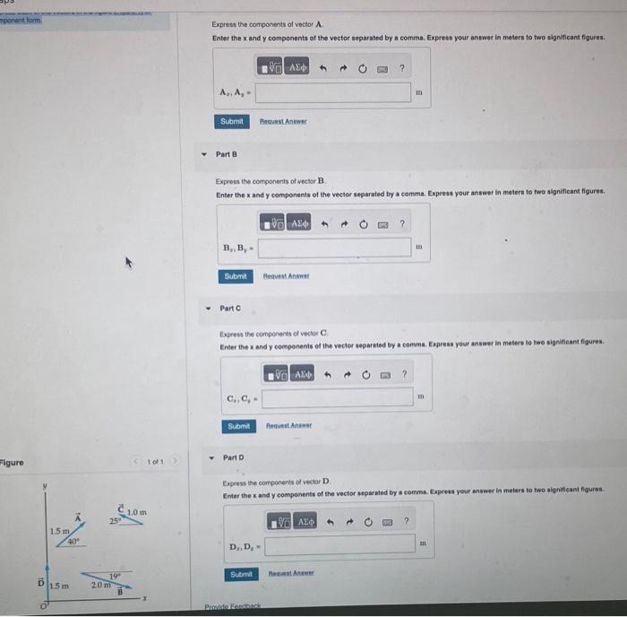Solved Express the components of voctor A. Enter the x and y | Chegg.com
