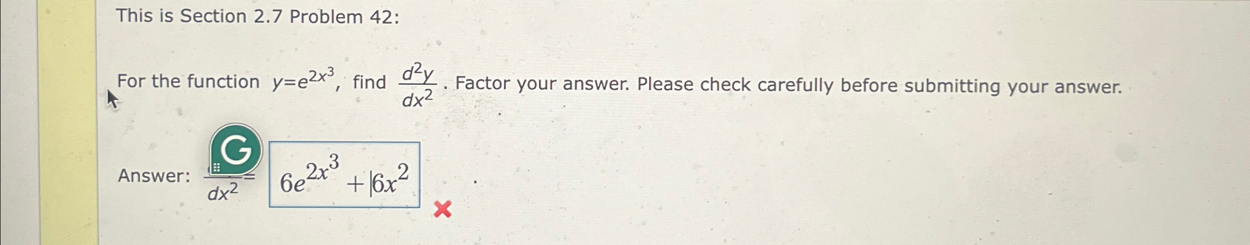 Solved This is Section 2.7 ﻿Problem 42:For the function | Chegg.com