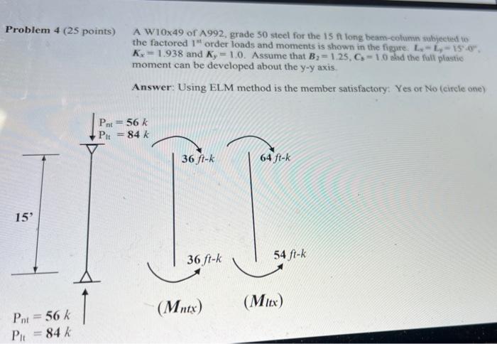 Solved Problem 4 (25 points) A W10x49 of A992. grade 50 | Chegg.com