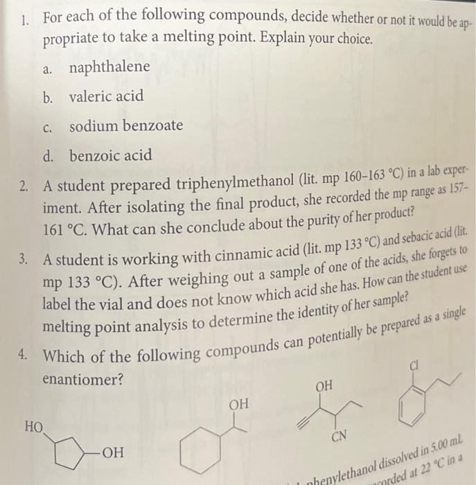 Solved 1. For each of the following compounds, decide | Chegg.com