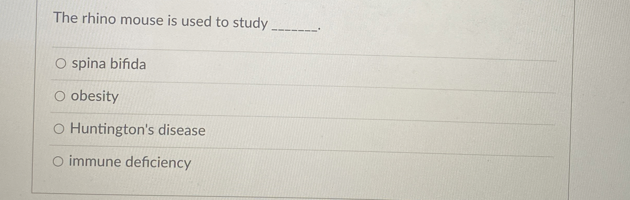 Solved The rhino mouse is used to study q,spina | Chegg.com