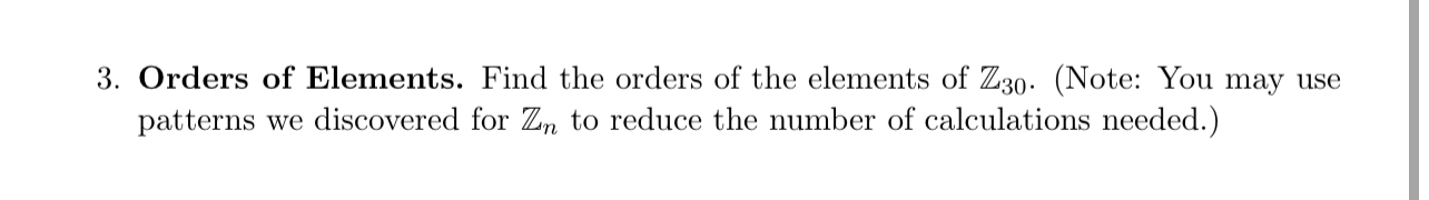 Solved Orders of Elements. Find the orders of the elements | Chegg.com