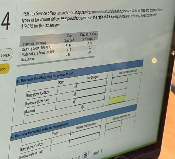 Solved 4 R&R Tax Service offers tax and consulting services | Chegg.com