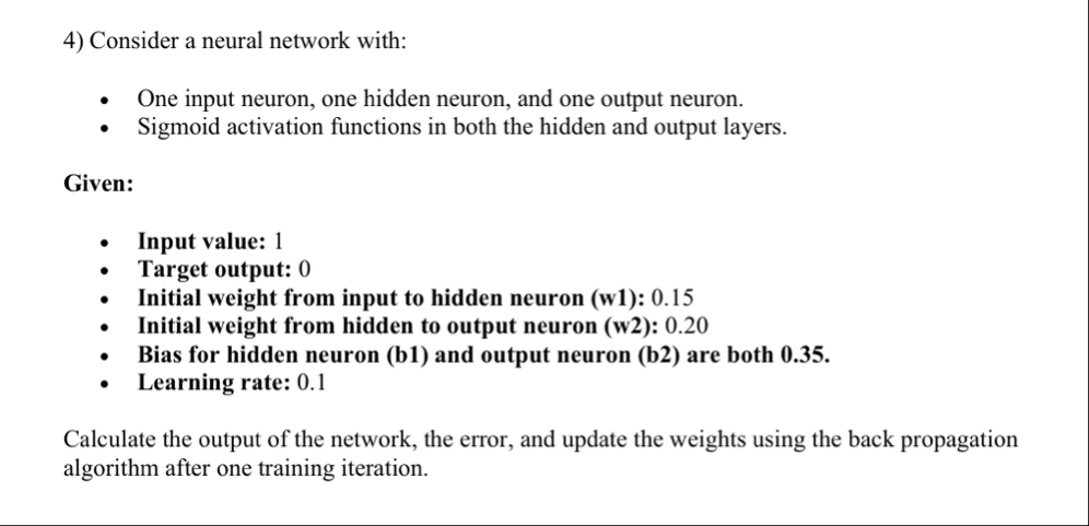 Consider a neural network with: • ﻿One input neuron, | Chegg.com