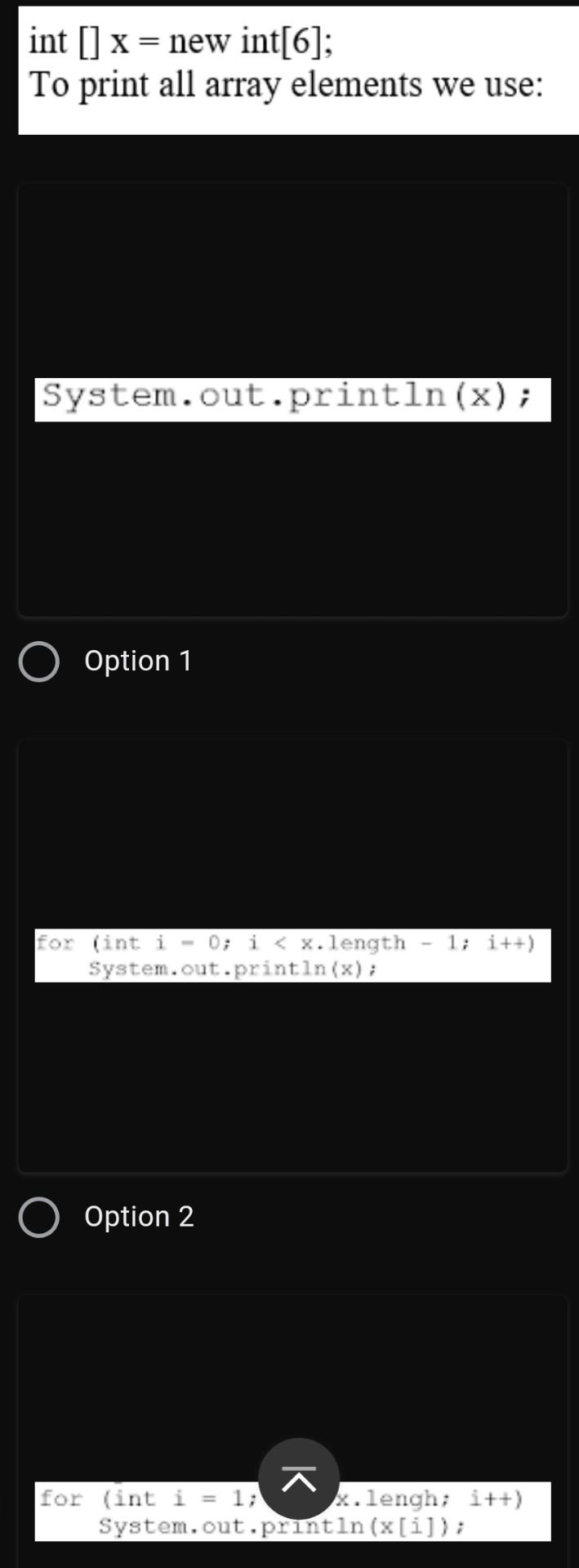 Solved = int [] x = new int[6]; To print all array elements | Chegg.com