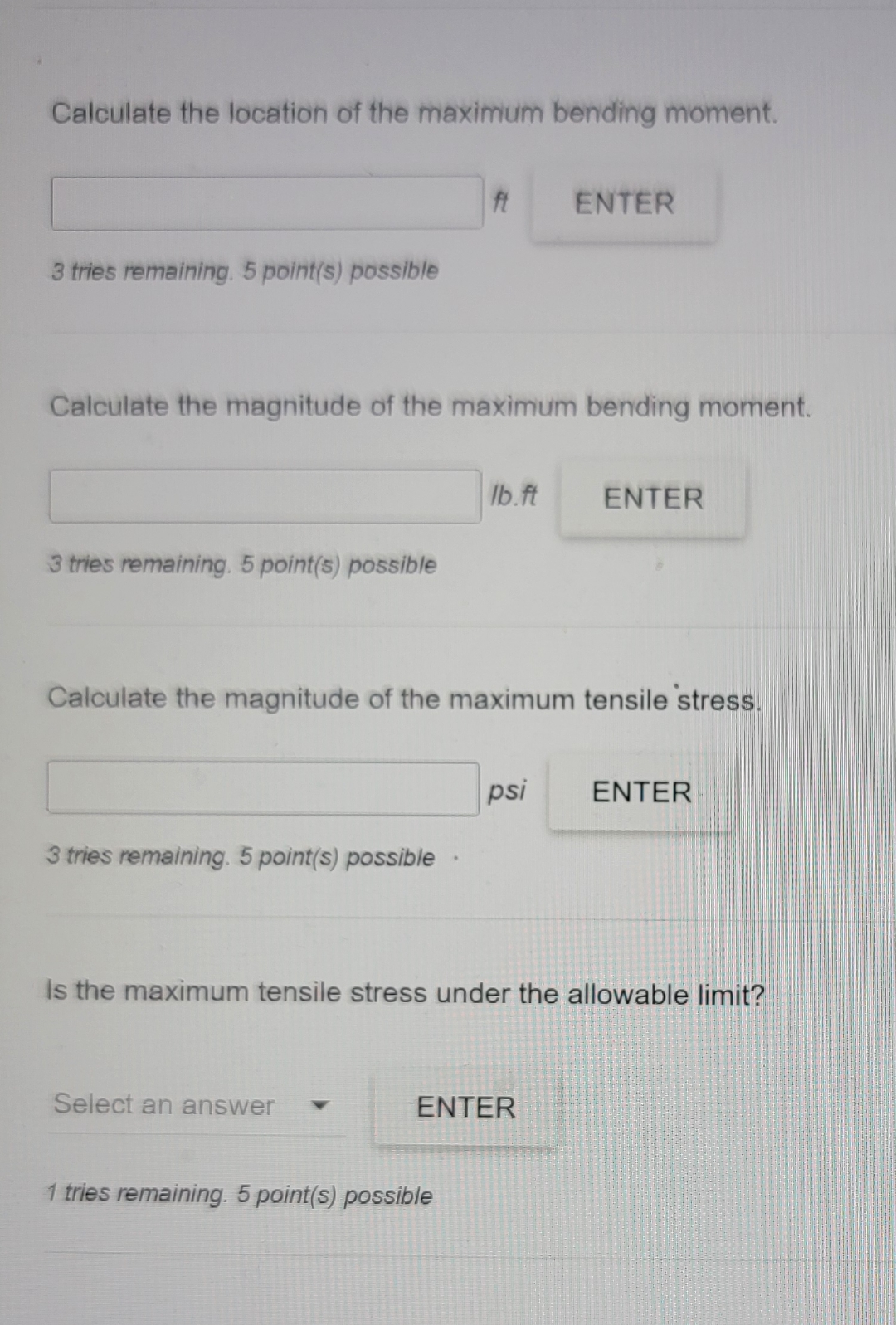 Solved The beam shown can only handle 600 ﻿psi of tensile | Chegg.com