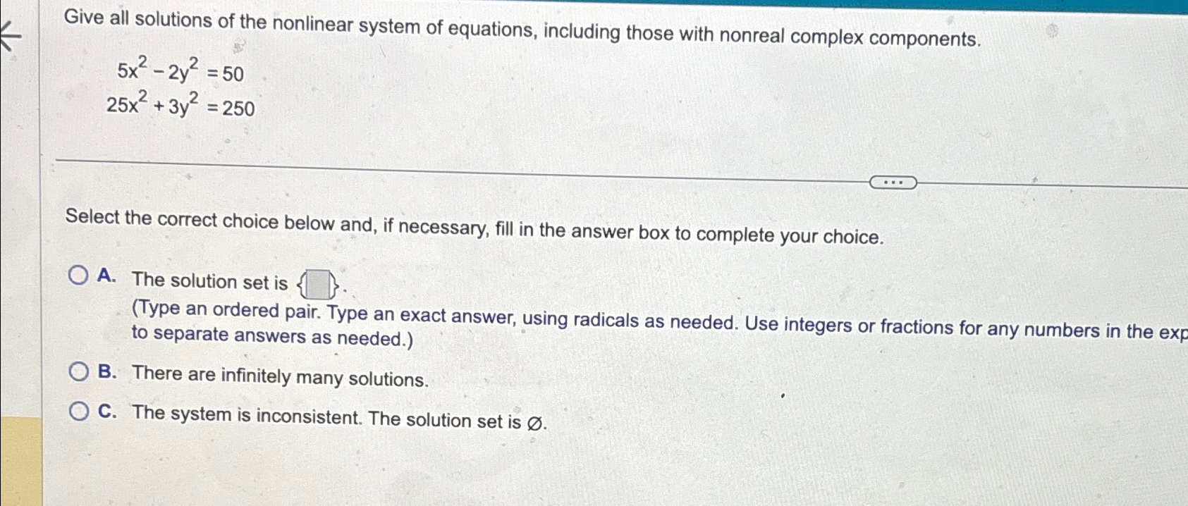 Solved Give all solutions of the nonlinear system of | Chegg.com