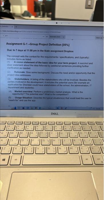 Solved Assignment G-1 -Group Project Definition [05\%] Due: | Chegg.com