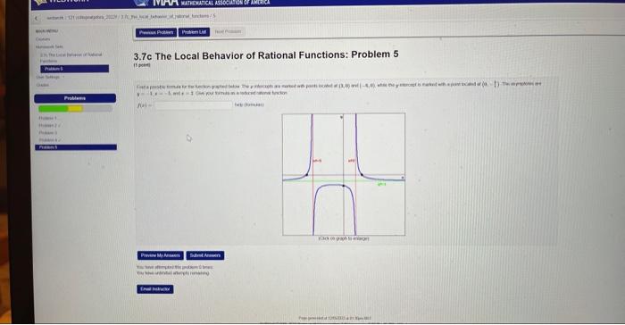 3.7c The Local Behavior of Rational Functions: | Chegg.com