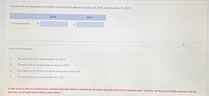 Solved An aging analysis of Oriole Company's accounts | Chegg.com