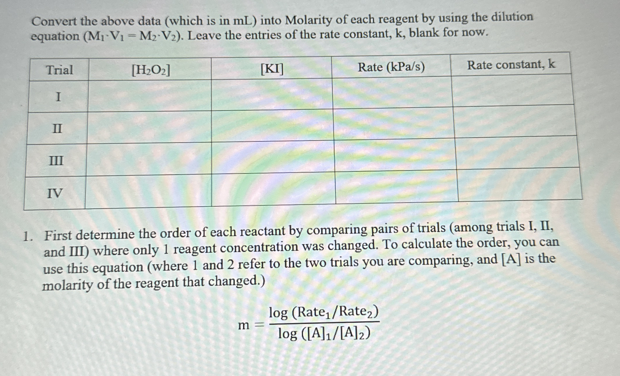 Convert the above data (which is in mL ) ﻿into | Chegg.com