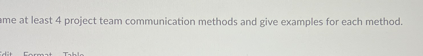 Solved at least 4 ﻿project team communication methods and | Chegg.com
