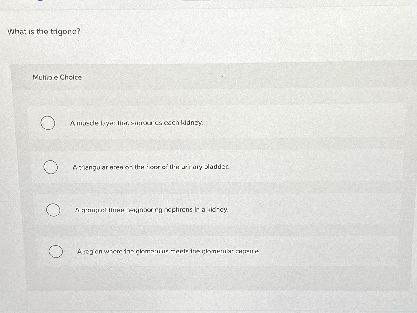Solved What is the trigone?Multiple ChoiceA muscle layer | Chegg.com