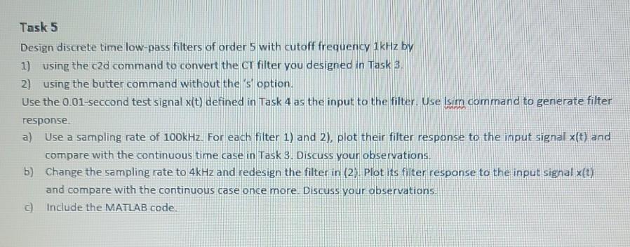 Solved Design a discrete time low-pass filter with a cutoff | Chegg.com
