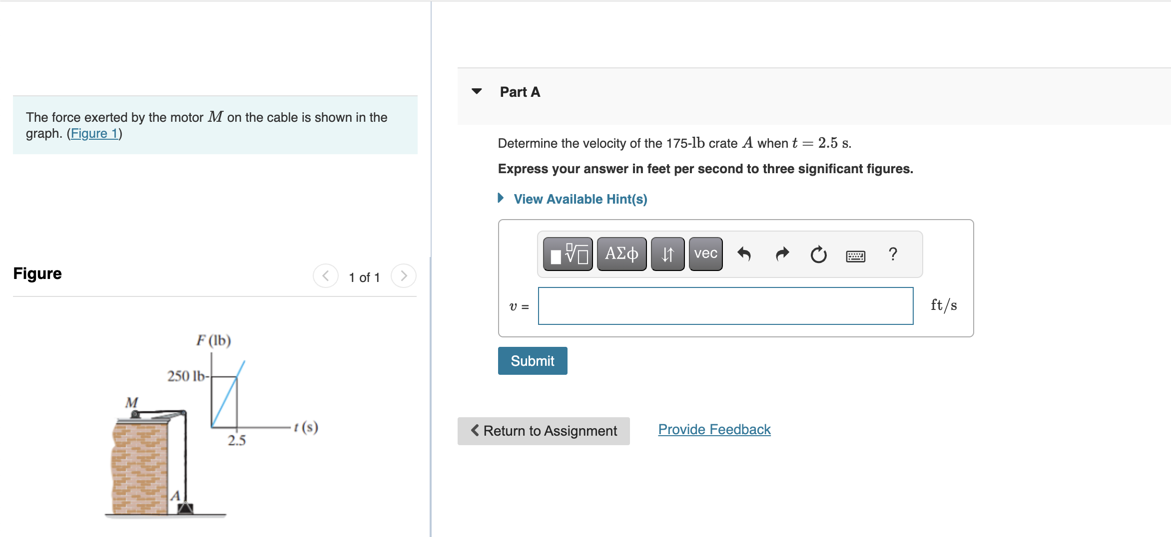Solved The force exerted by ﻿the motor M on ﻿the cable is | Chegg.com
