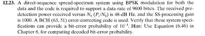 Solved 12.23. ﻿A direct-sequence spread-spectrum system | Chegg.com