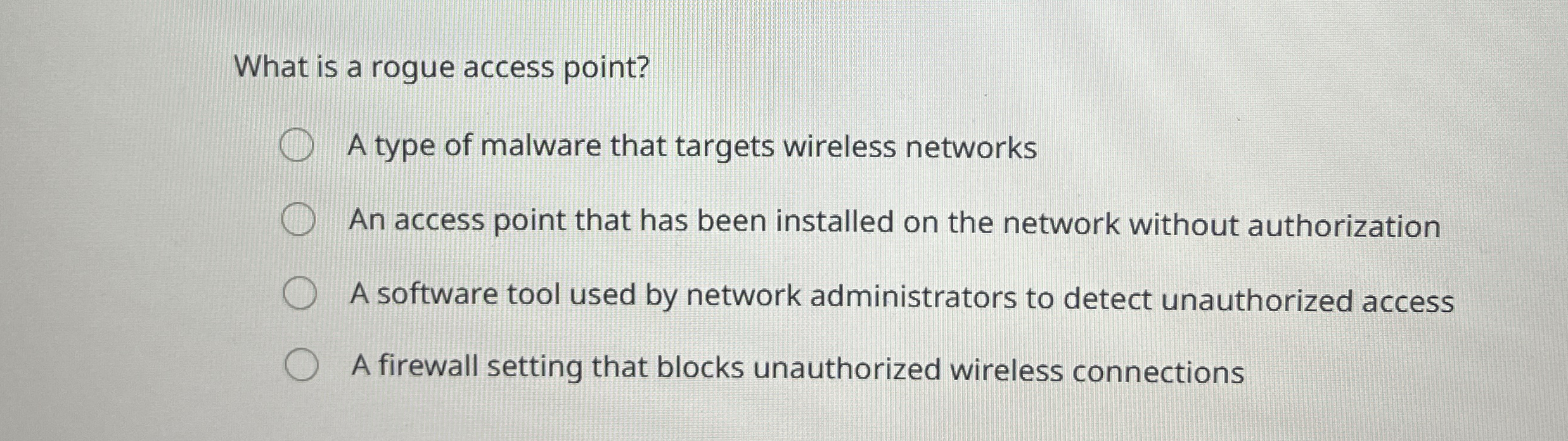 Solved What is a rogue access point?A type of malware that | Chegg.com