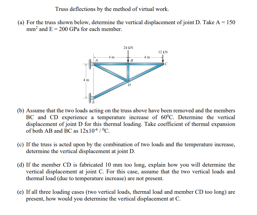 Solved Truss deflections by the method of virtual work.(a) | Chegg.com