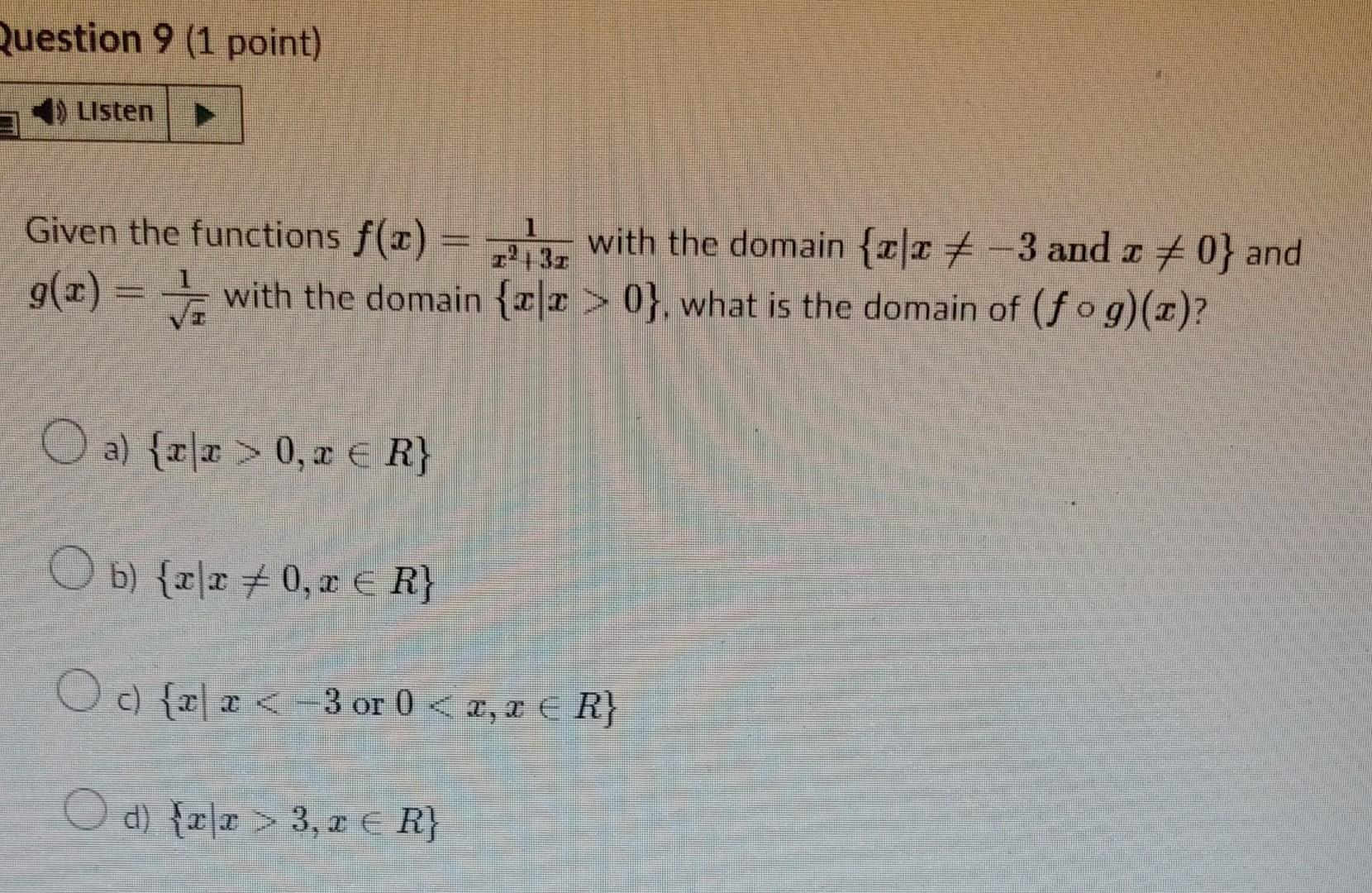 Solved Given the functions f(x)=x2+3x1 with the domain | Chegg.com