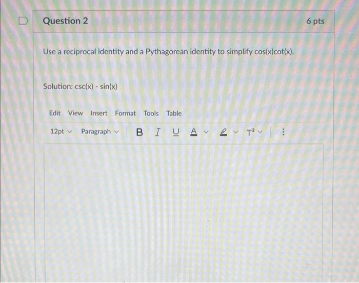 Solved Use a reciprocal identity and a Pythagorean identity | Chegg.com