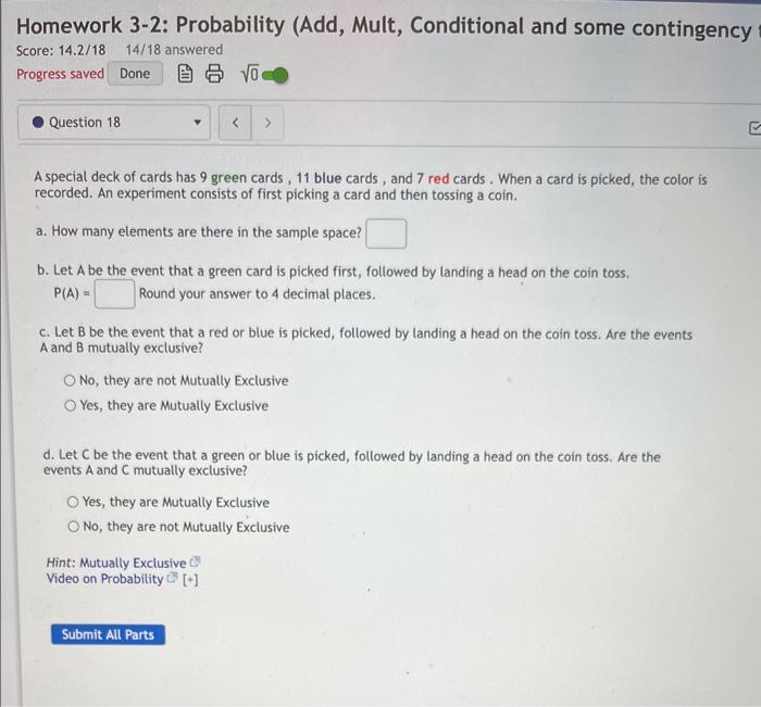 Solved Homework 3-2: Probability (Add, Mult, Conditional and | Chegg.com
