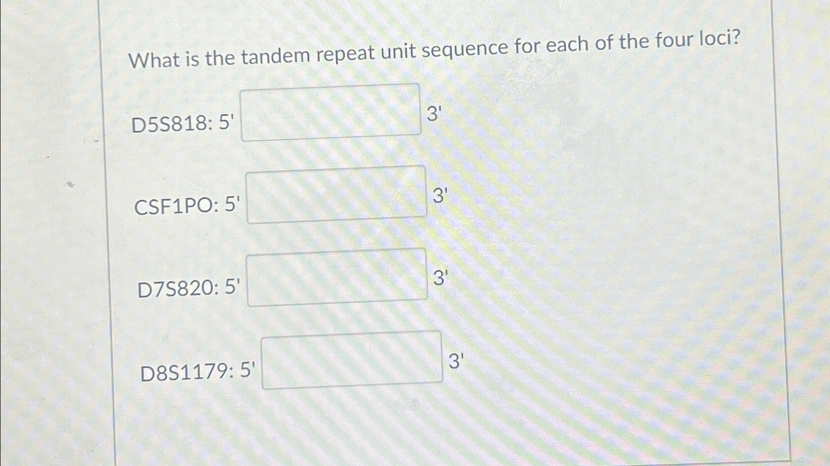 Solved What is the tandem repeat unit sequence for each of | Chegg.com