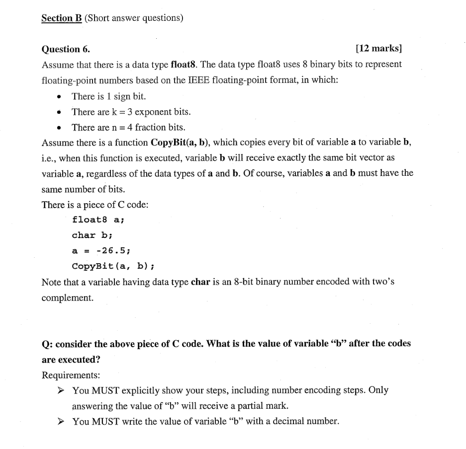 Solved Question 7.Consider the following piece of C-code, | Chegg.com