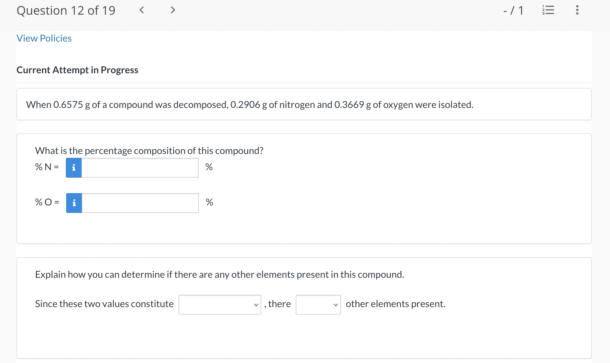 Solved When 0.6575g ﻿of a compound was decomposed, 0.2906g | Chegg.com