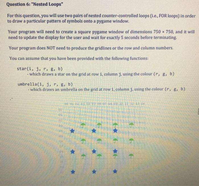 Solved Question 6: "Nested Loops" For this question, you | Chegg.com
