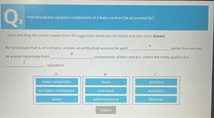 Solved How should the separate components of a lease | Chegg.com