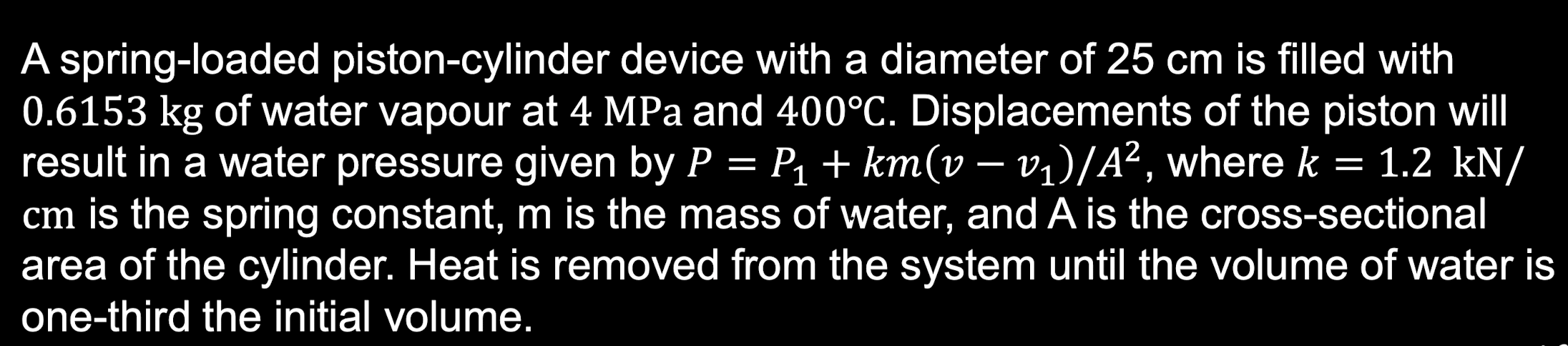 Solved A spring-loaded piston-cylinder device with a | Chegg.com