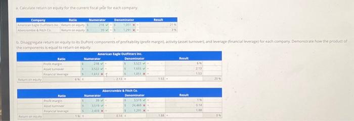 Computing, Disaggregating, and Analyzing Return on | Chegg.com