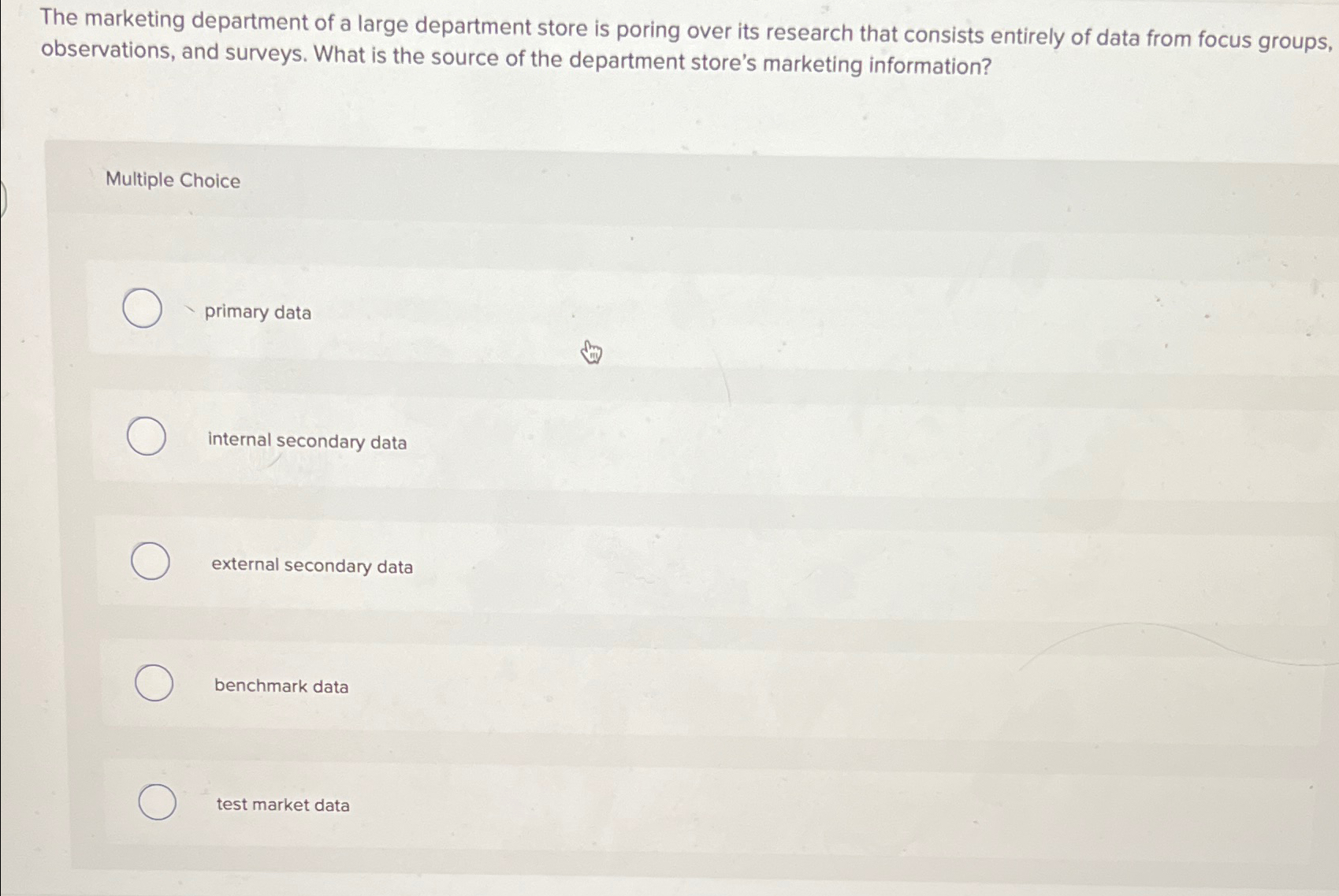Solved The marketing department of a large department store | Chegg.com