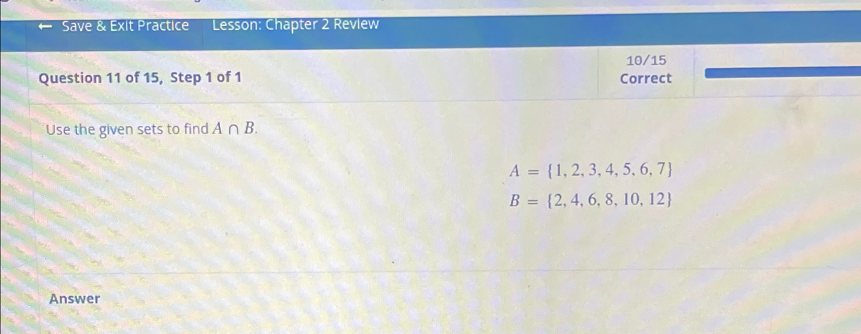Solved Save & Exit PracticeLesson: Chapter 2 ﻿ReviewQuestion | Chegg.com