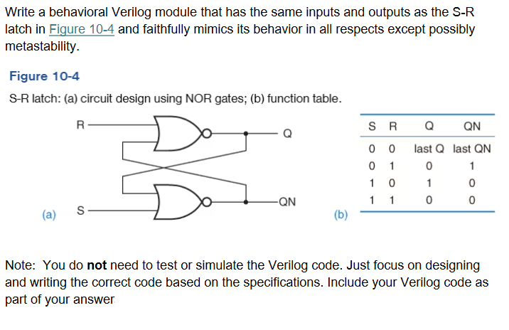 Solved Write a behavioral Verilog module that has the same | Chegg.com