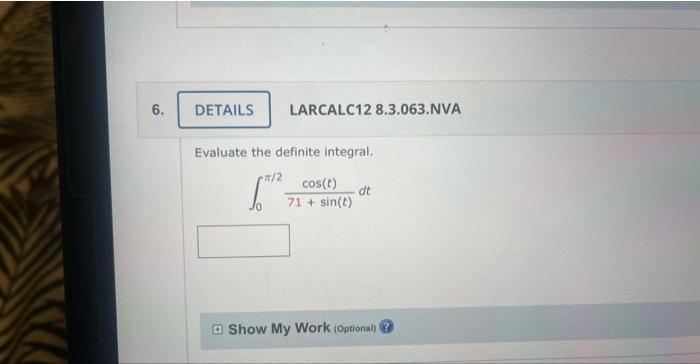 Solved Evaluate the definite integral. | Chegg.com