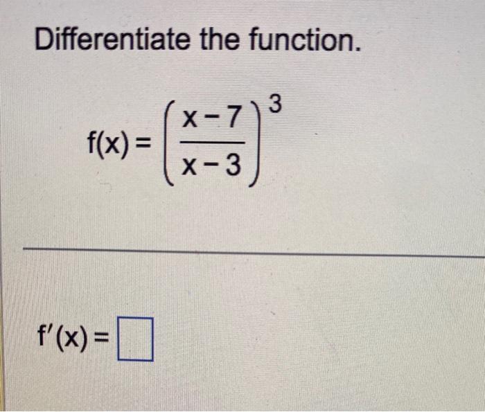 Solved Differentiate the function. G(x)=3x7−6x | Chegg.com