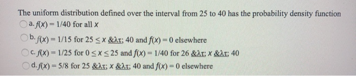 Solved The uniform distribution defined over the interval | Chegg.com
