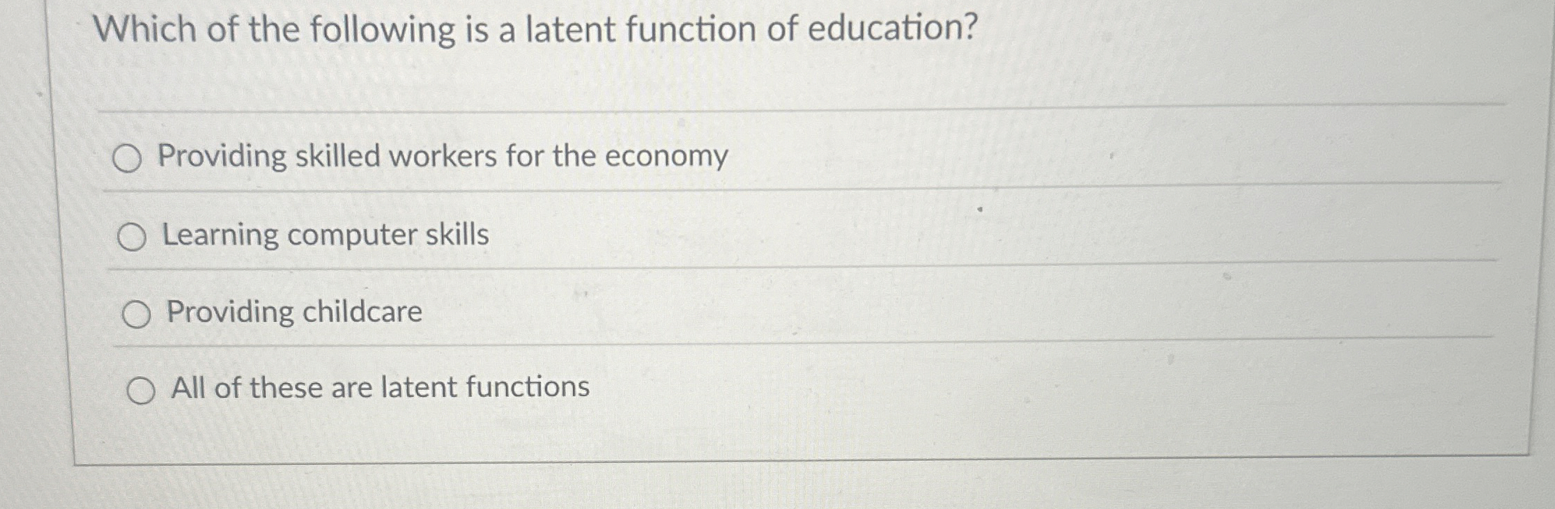 Solved Which of the following is a latent function of | Chegg.com