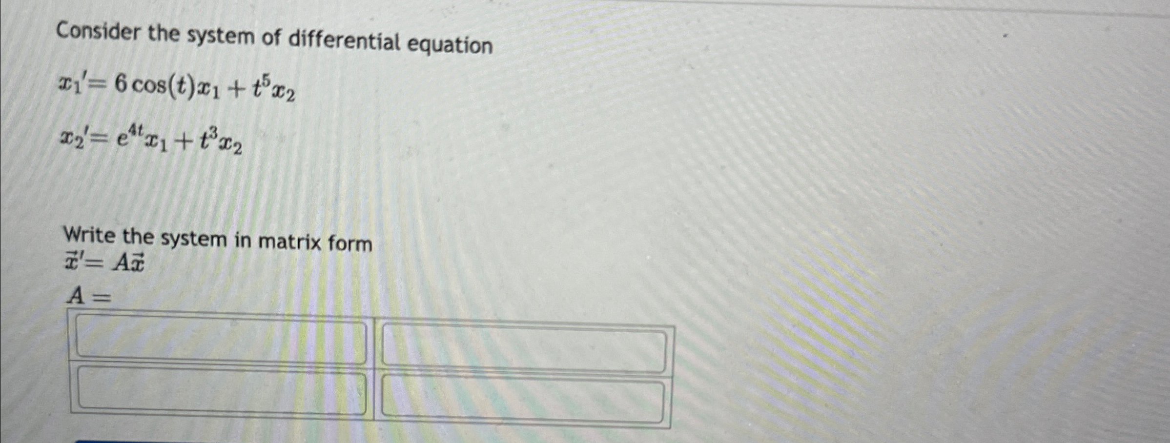 Solved Consider the system of differential | Chegg.com