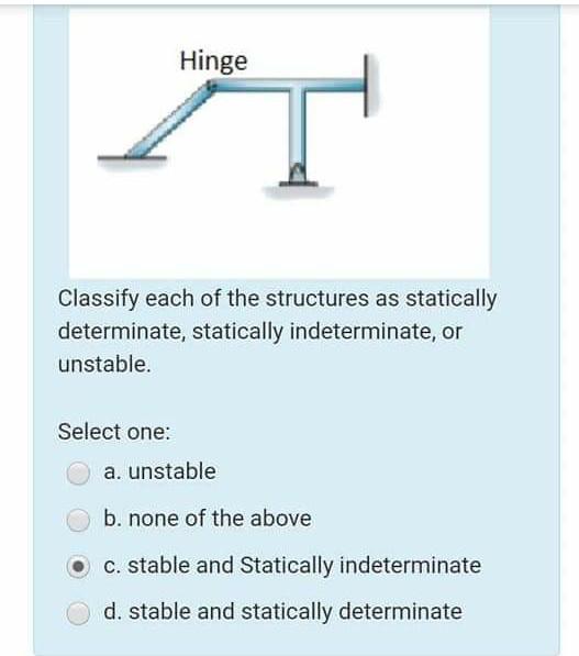 Solved Hinge or unstable. Classily each of the structures as | Chegg.com