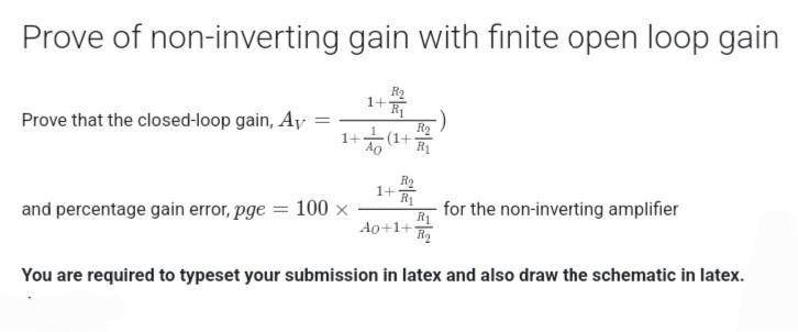 Solved Prove of non-inverting gain with finite open loop | Chegg.com