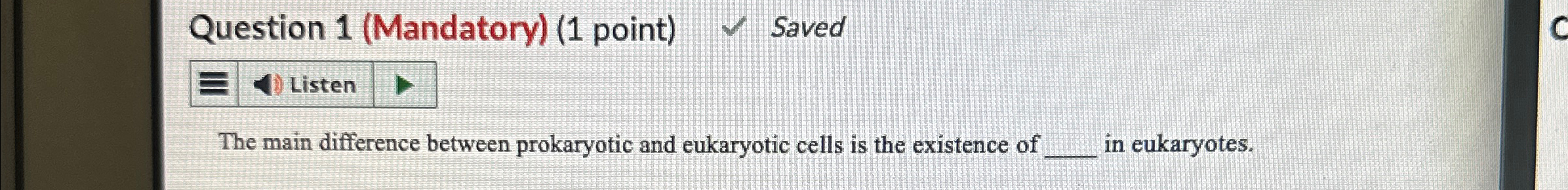 Solved Question 1 (Mandatory) (1 ﻿point)Saved The main | Chegg.com