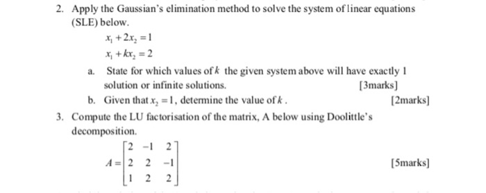 Solved 3. Compute the LU factorisation of the matrix, A | Chegg.com