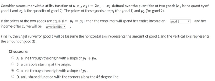 Solved Consider a consumer with a utility function of u(x1, | Chegg.com