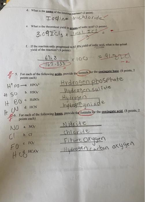 Solved b. How many moles of iodic acid ean form from 720. | Chegg.com