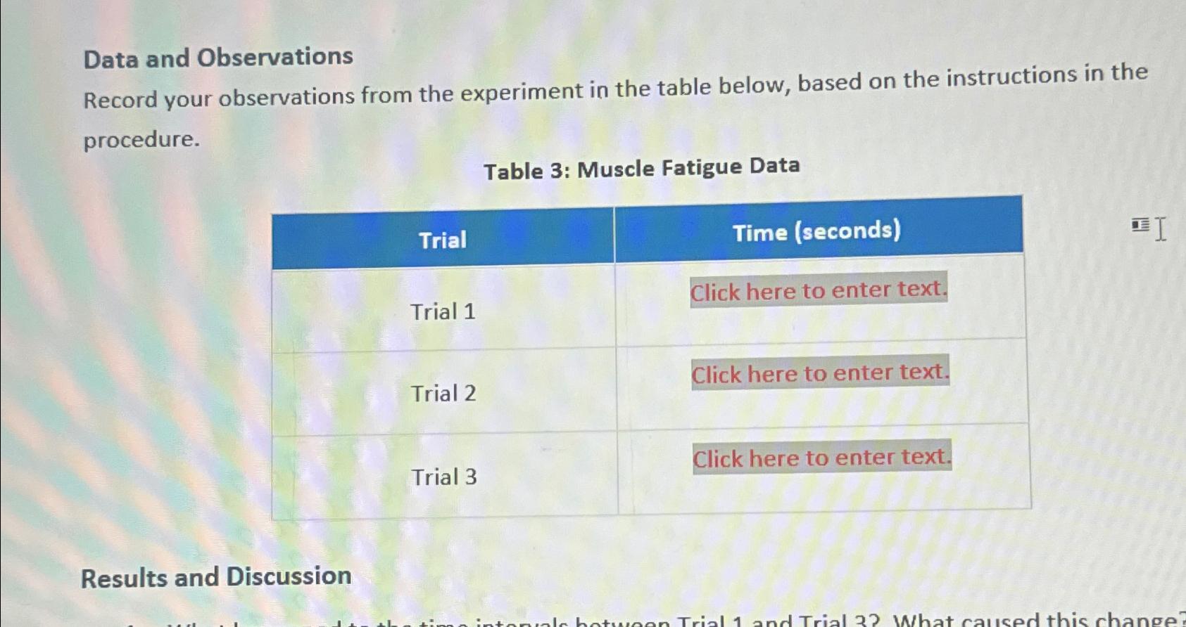 Data and ObservationsRecord your observations from | Chegg.com